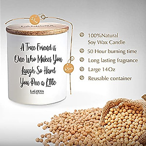 LaLeena Friendship Candle Presents for Friends - Scented Candle - Funny Candles for Home - Birthday Presents for Friends (Large 14 oz) (Laugh So Hard Pee a Little, Vanilla)