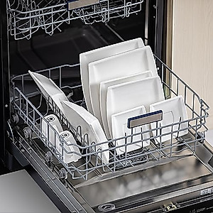 MALACASA Dinnerware Sets, 30 Piece Ivory White Plates and Bowls Sets for 6, Square Plates Dinnerware Set, Porcelain Dinnerware with Dinner Plates Set, Cup & Saucer, Modern Dish Set, Series Blance