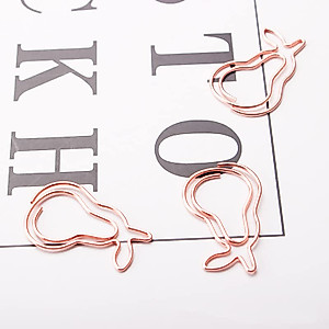 tiecawk 50 Pieces Pear Shape Paper Clips Cartoon Fruits Pear Bookmark Rose Gold Marking Clips Metal Paperclips for Office School Home Stationery Gift