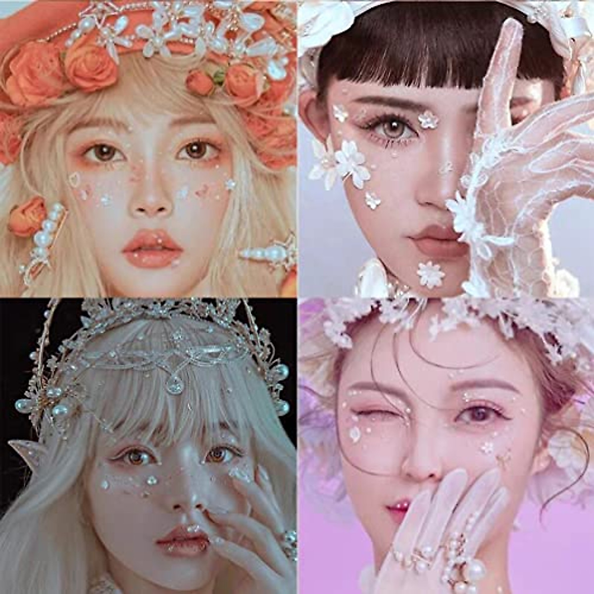 6 Sheets Eye Face Body Gems Jewels Rhinestone Temporary Tattoo Nail Art Stickers, Self Adhesive Crystal Rainbow Makeup Mobile PC Diamonds Face Stick Gems for Party Body Rhinestone