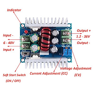 DIANN 4pcs 300W DC-DC Buck Converter 20A CC CV Step Down Adjustable Module 6-40V to 1.2-36V Voltage Regulator Power Supply Module
