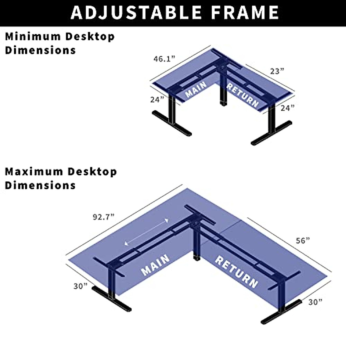 VIVO Electric Motor Sit Standing Height Adjustable Corner 3 Leg Desk Frame, Frame Only, Sit Stand Ergonomic L Frame, DESK-V133E