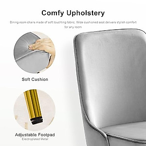 KithKasa Dining Chairs Set of 4 Upholstered Mid-Century Modern Velvet Accent Desk Chair with Gold Legs for Kitchen Living Room Grey…