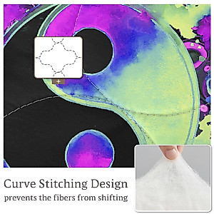 Sleepwish Colorful Yin Yang Full Size Comforter Set Purple Turquoise Bedding Set 4 Pieces Psychedelic Splash Bubbles Bed Set with 2 Pillow Cases 1 Cushion Cover