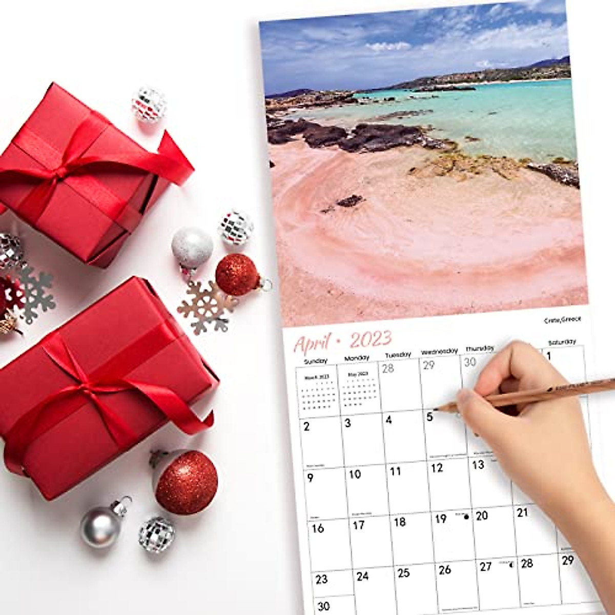 2023 Wall Calendar BEACHES, 14 Months Hangable Wall Calendars, Nov.2022-Dec.2023, Beach Calendars 2023, 12" x 24" (Open), Thick Glossy Paper, Organizing & Planning