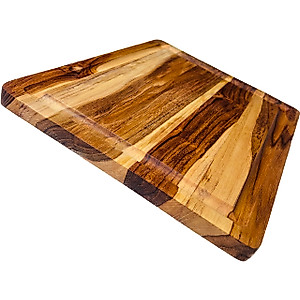 Mountain Woods Brown Teak Wood Cutting Board w/Juice Groove | Cheese Board | Chopping board | Charcuterie board | Butcher Block - 15" x 12" x 0.75"
