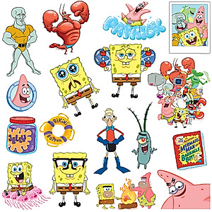 Spongebob Squarepants Sticker Pack Die Cut Vinyl Large Deluxe Stickers Variety Pack - Laptop, Water Bottle, Scrapbooking, Tablet, Skateboard, Indoor/Outdoor - Set of 50