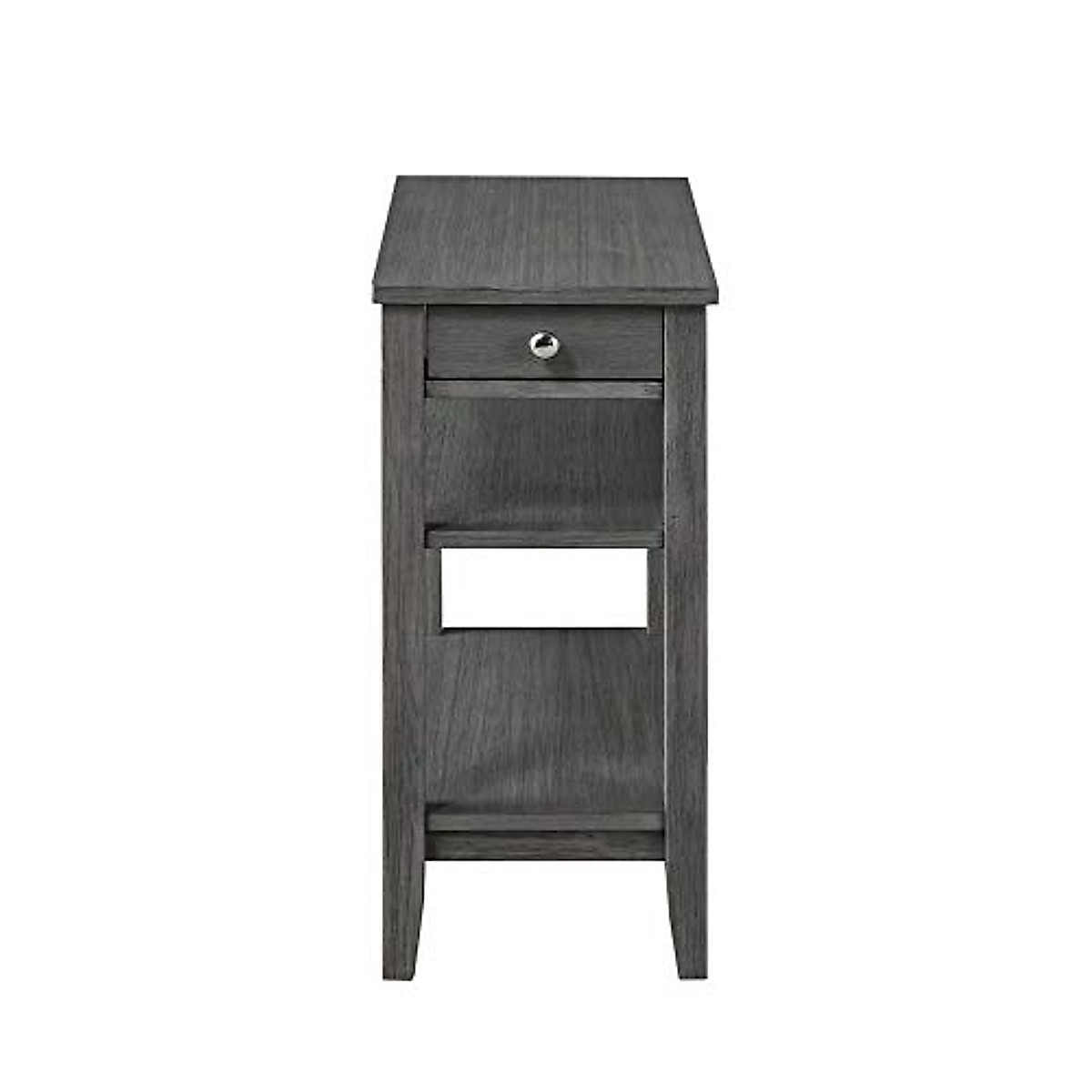 Convenience Concepts American Heritage 1 Drawer Chairside End Table with Shelves, Dark Gray Wirebrush
