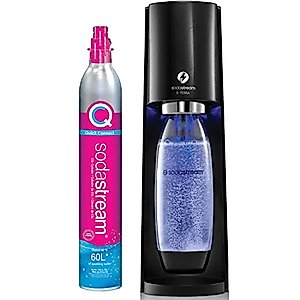 SodaStream E-TERRA Sparkling Water Maker (Black) with CO2 and Carbonating Bottle