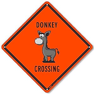 PetKa Signs and Graphics PKAC-0345-NA_10x10 "Donkey Crossing" Aluminum Sign, 10" x 10"