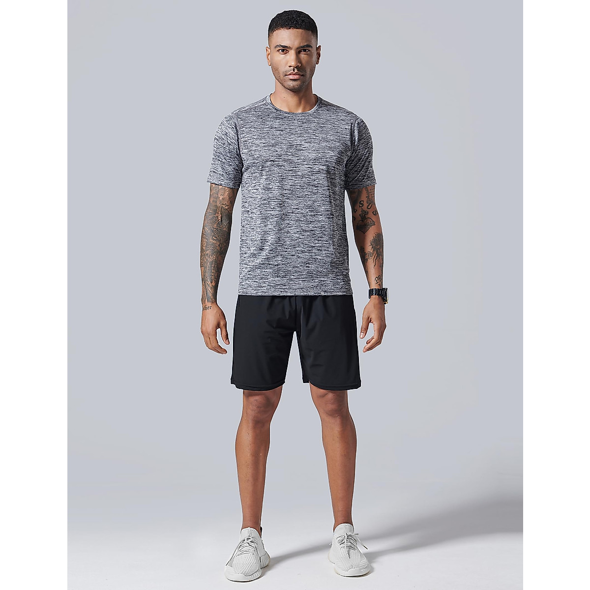 5 Pack Men’s Active Quick Dry Crew Neck T Shirts | Athletic Running Gym Workout Short Sleeve Tee Tops Bulk (Set 1, 3X-Large)