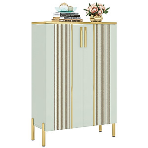 Tribesigns Shoe Cabinet with Doors, 6-Tier Shoe Storage Cabinet with Adjustable Shelves, Wooden Shoes Rack Shoe Storage Organizer for Entryway, Hallway, Closet, Living Room, Light Green