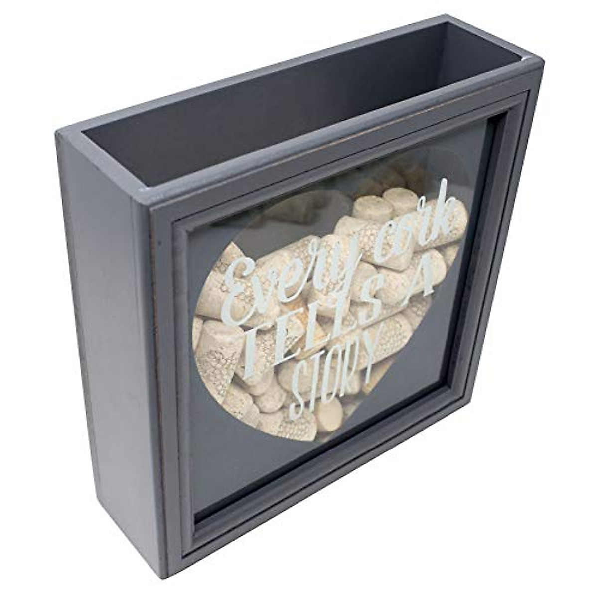 Boston Warehouse Shadowbox Wine Cork Holder Every Cork Tells A Story 10-Inch Gray