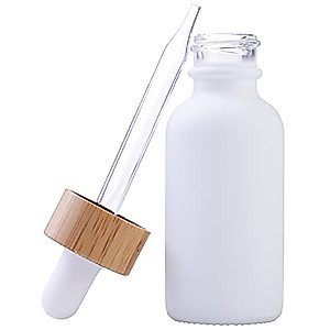 Focus Nutrition 24 Pack White Coated Boston Round Essential Oils Aromatherapy Glass Bottles Jar with Bamboo Dropper Cap, 1oz