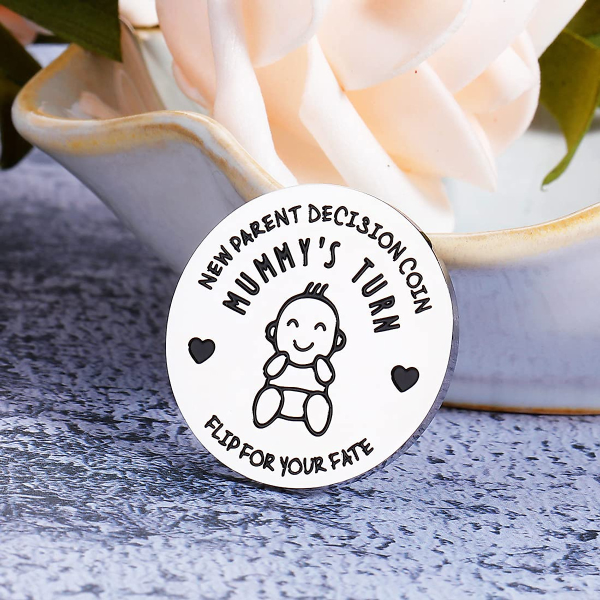 Funny New Baby Decision Coin for Parent, Pregnancy Gifts for First Time Mom Dad, Baby Shower Mothers Fathers Day Gift for Mum Dad to Be, Christmas Birthday Thanksgiving Present Double-Sided Coin