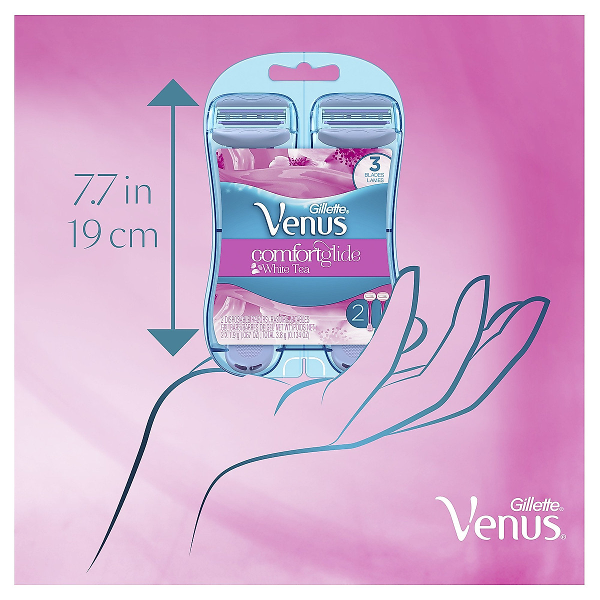 Gillette Venus ComfortGlide White Tea Scented Women's Disposable Razor, 2 Count