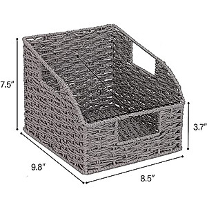 StorageWorks Rope Paper Pantry Baskets Set, Gray