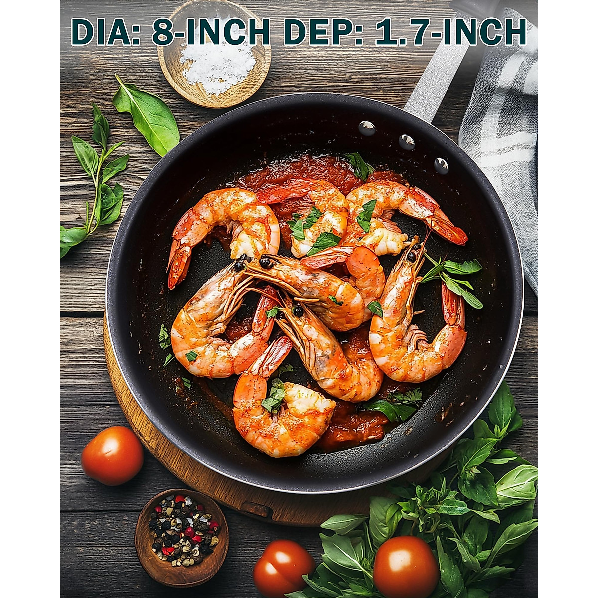 Cooks Standard Nonstick Frying Pan 8-Inch, Heavy Duty Skillet Pan, Professional Aluminum Omelette Pan ,Metalic