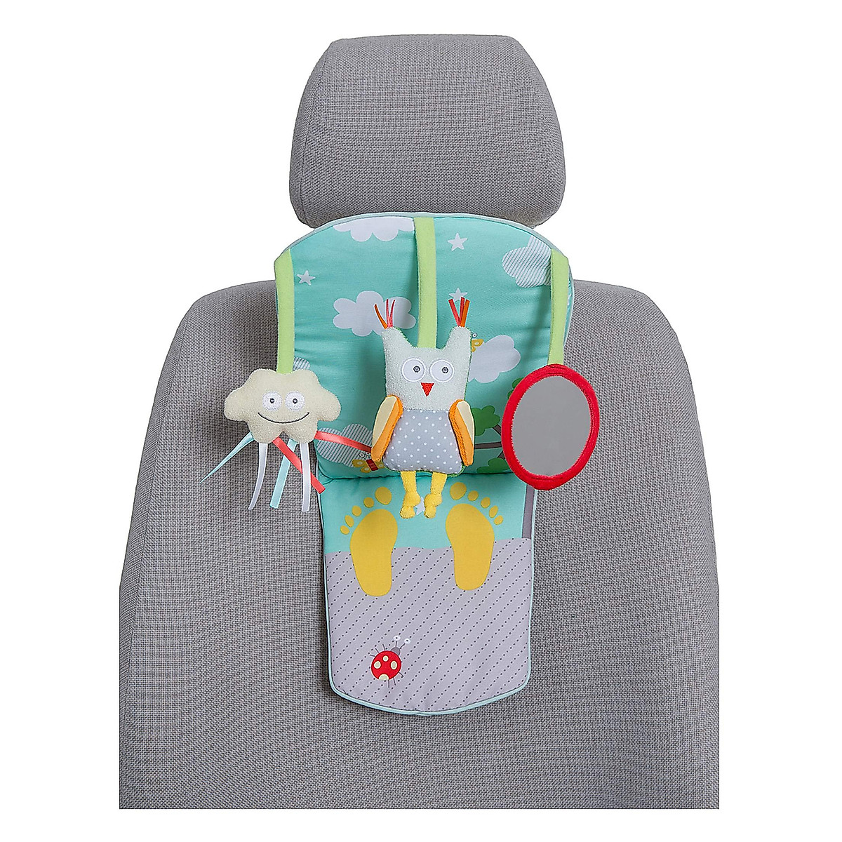 Taf Toys Play & Kick Car Seat Toy | Baby’s Activity & Entertaining Center. Keep Baby Calm While Driving. Important - Suitable ONLY for Cars with Adjustable HEADREST with Metal Poles