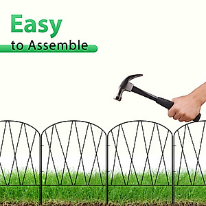 10 Pack Decorative Garden Fence 10.3 ft (L) x 15.9 in (H) Small Garden Fence Animal Barrier Arched Rustproof Garden Fence Border Rabbit Metal Flower Bed Fencing for Yard Patio Outdoor Landscape