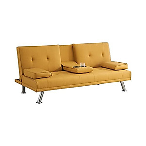 ERYE Oversized Single Sectional Sofa Couch Corduroy Upholstered Modular Sleeper Sofabed,Deep Seat Chaise Daybed with Movable Ottoman and 3 Pillows for Living Room