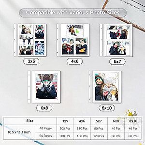 Popotop Large Photo Album Self Adhesive 4×6 5×7 8×10 inch Pictures DIY Scrapbook Magnetic Album 40 Pages for Family Wedding Gifts with Metal Pen and Plastic Board