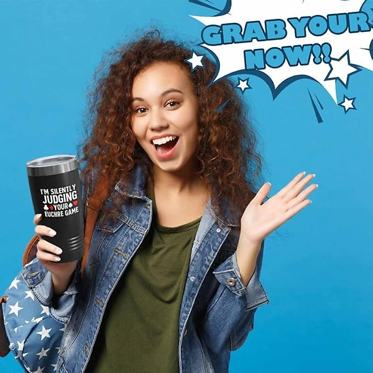 Flairy Land Euchre Stainless Tumbler Black 20oz - Jdwging - Gift for Euchre Card Game Set Score Keepers Lovers Player Party Supplies