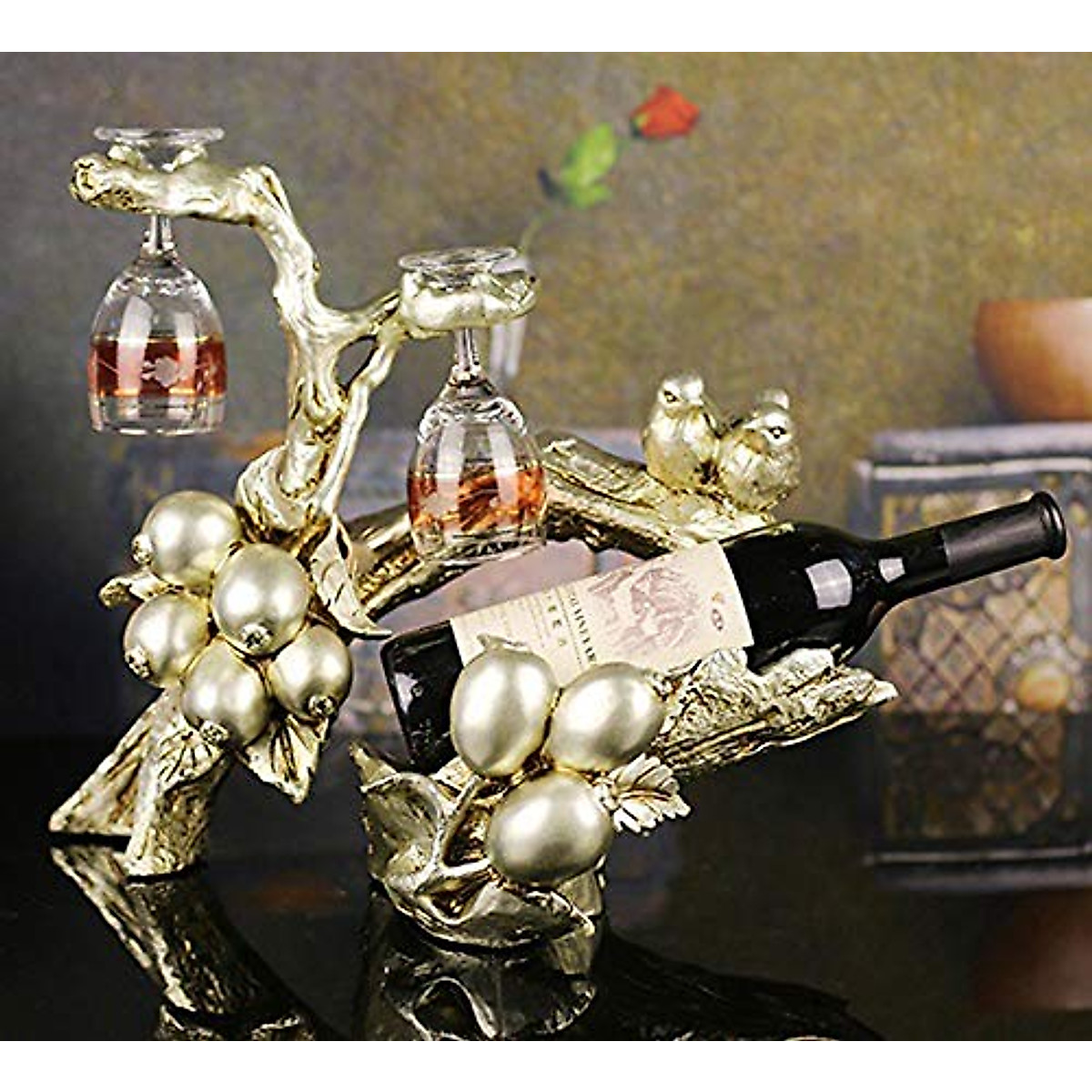 PIBM Stylish Simplicity Creative Business Gifts Resin Crafts European-Style Home Decoration Ornaments Blueberry Twigs Wine Rack Wholesale (40 * 25 * 35Cm) Beautiful and Elegant