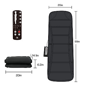 CILI Massage Mat Full Body,Massager Chair Pad,10 Vibration Motors & 5 Massage Modes,Back Massager for Bed,Massage Mattress Pad for Back,Heating Pad with Auto Shut Off, Gifts for Men,Women,Black