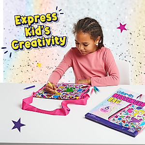 PURPLE LADYBUG Color Your Own Bag with 6 Markers Craft Set - Unique Mermaid Crafts for Girls Ages 6-8 & Mermaid Gifts for Girls 5-7 Years Old, Craft Kits for Girls Ages 6-8, Summer Crafts for Kids