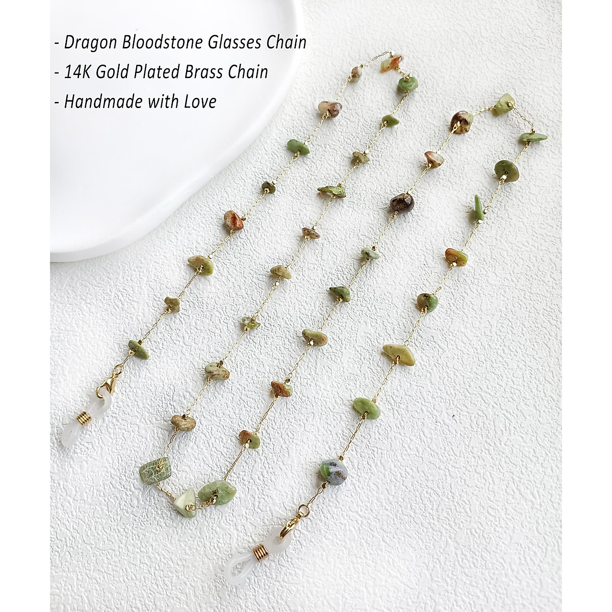 ERNAULO Glasses Chain for Women Eye Glasses Holders Around Neck Natural Crystal Eyeglasses Strap Sunglass Chains for Women EC-Natural Stone