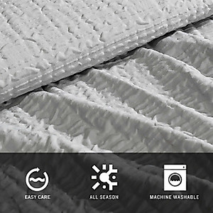 Kenneth Cole - Full/Queen Duvet Cover Set, Soft Bedding with Matching Shams, Embossed Modern Home Decor, Oeko-Tex Certified (Serenity Wavy Lines Grey, Full/Queen)