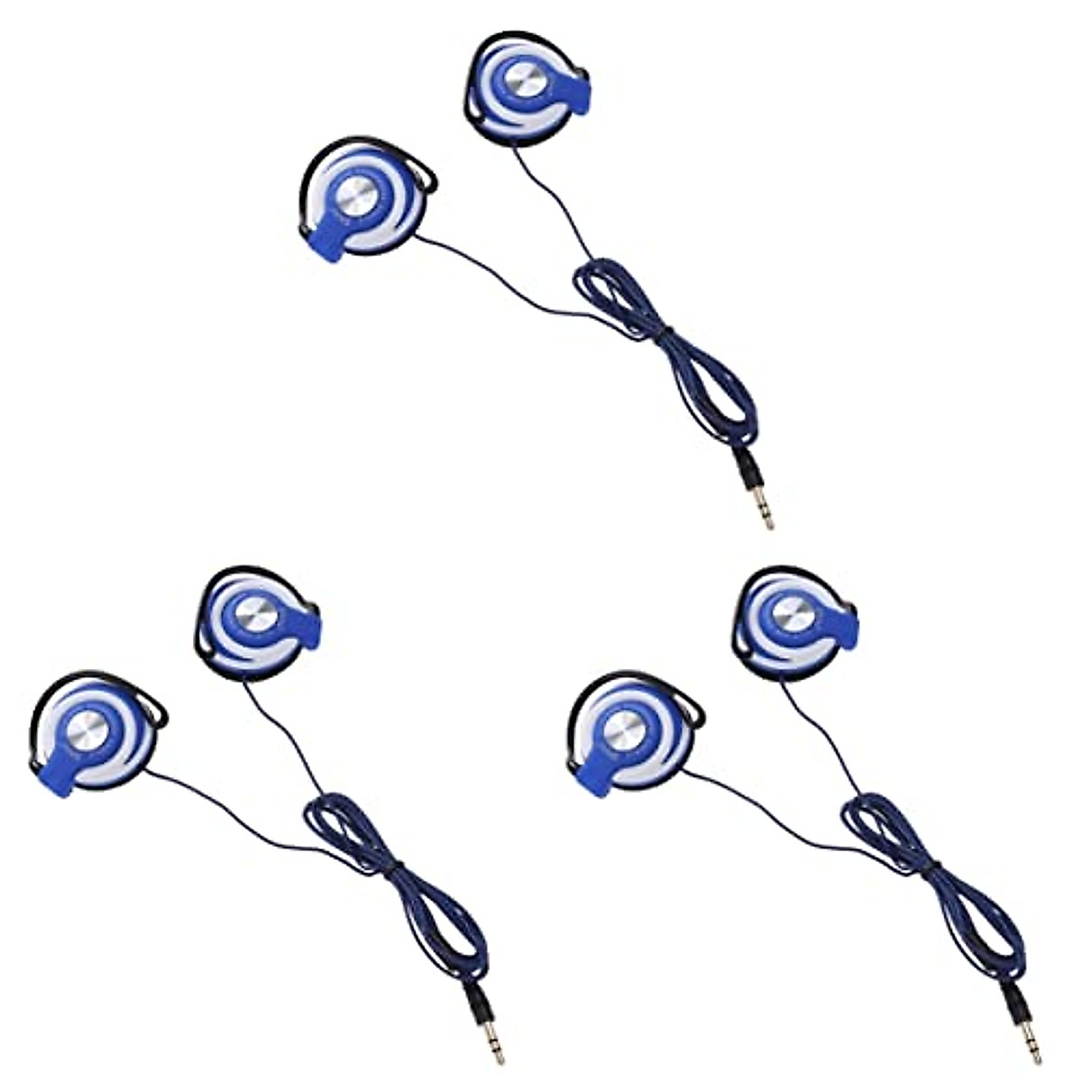 Mikikit Wrap Around Earphones 3pcsheadset Stereo Earphone Player Headphones Earphones for On Blue Hook .mm Over Buds Wired Clip Mm Ear Earhook Head Workout Mp Computer Sports Wired Headphone