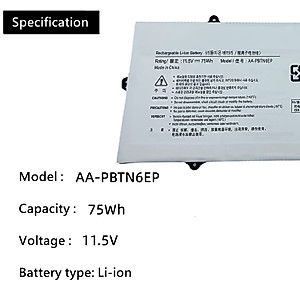 通用 HCSK AA-PBTN6EP New Laptop Battery Replacement for Samsung Notebook 9 900X5T-X01 900X5T-X02 900X5T-X05 900X5T-X78L 900X3T 930XBE Notebook 9 2018 NP900X5T NP900X5T-X01US NP900X5T-X05CN Series