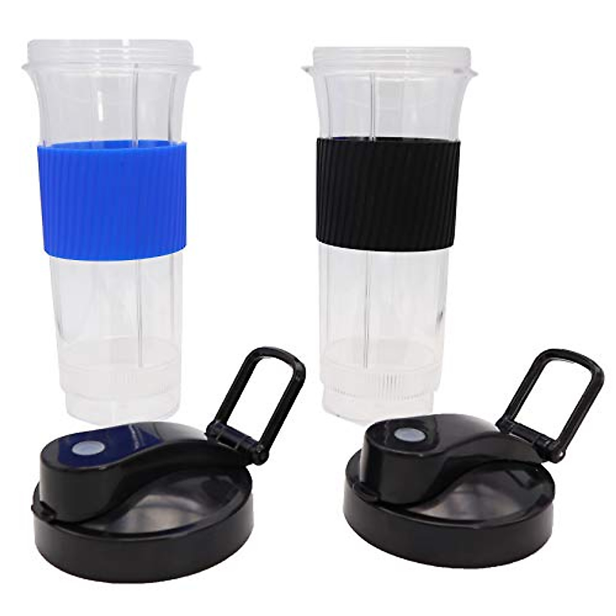 Blendin Replacement Cup with Flip Top To Go Lid - Blender Jar Accessories Compatible with Magic Bullet Blender MB-1001, MB-1001B, MBR-1101, MBR-1701, MBR-1702, MBR-0301-22.5oz Cups (2 Pack)