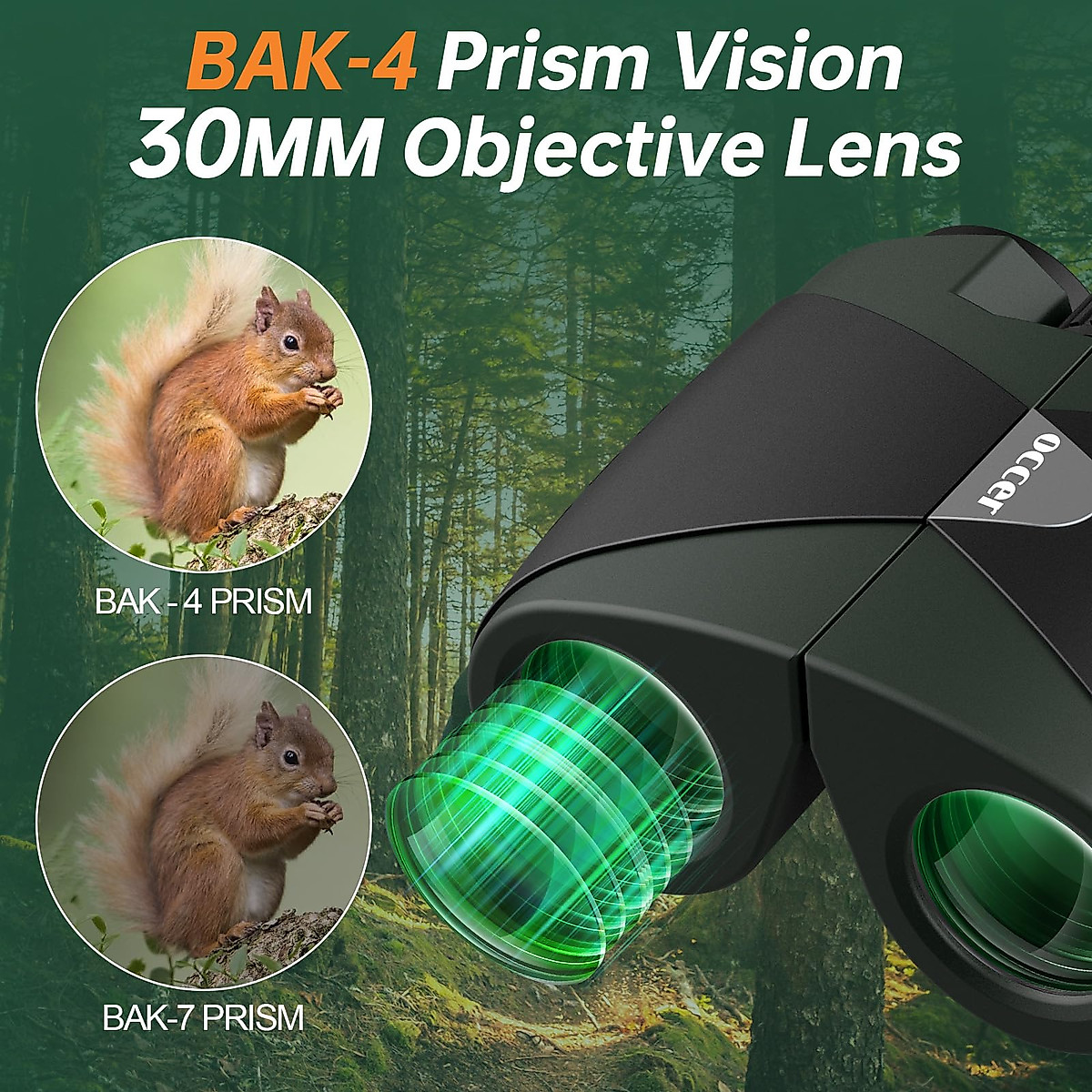 15x30 Compact Binoculars for Adults and Kids - Occer Large View High Powered Binoculars for Bird Watching - Lightweight Easy Focus Binocs with Low Light Vision for Hunting Cruise Ship Travel