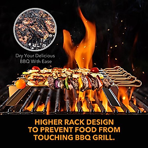 Barbecue Skewer, BearMoo 17” Stainless Steel Shish Kabob Skewers – 0.35” Width Flat BBQ Metal Skewers for Grilling  (Set of 6 Skewers + 2 Grill Racks + 1 Handy Storage)