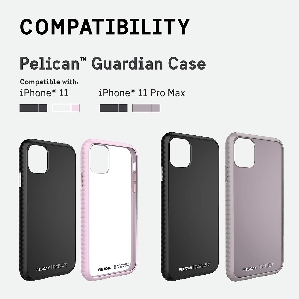 Pelican iPhone 11 Case, Guardian Series – Military Grade Drop Tested – TPU, Polycarbonate Protective Case for Apple iPhone 11 (Black)