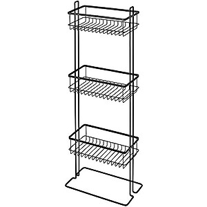 iDesign Everett Metal Standing Shower Caddy, 3-Tier Bath Shelf Baskets for Towels, Soap, Shampoo, Lotion, Accessories, 12.36" x 6.88" x 32.11", Matte Black