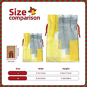 Grey And Yellow Abstract Art Paintingchristmas Drawstring Gift Bag, Linen Drawstring Gift Bag, Reusable Drawstring Gift Bag, Used For Christmas, Birthday, Wedding Supplies