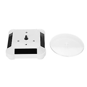 Solar Turntable For Jewelry Exhibition,Solar Showcase 360 Degrees Display Stand, Rotating Turntable with LED Light for Watch Phone Jewelry Display Stand(White)