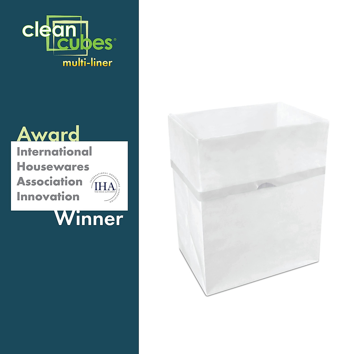 Clean Cubes 13 Gallon Multi-Liner Disposable Trash Cans (3-Pack). Reusable Garbage and Recycling Bins for Parties, Events, and More (White - 18" Tall x 14" Wide 10" Deep)