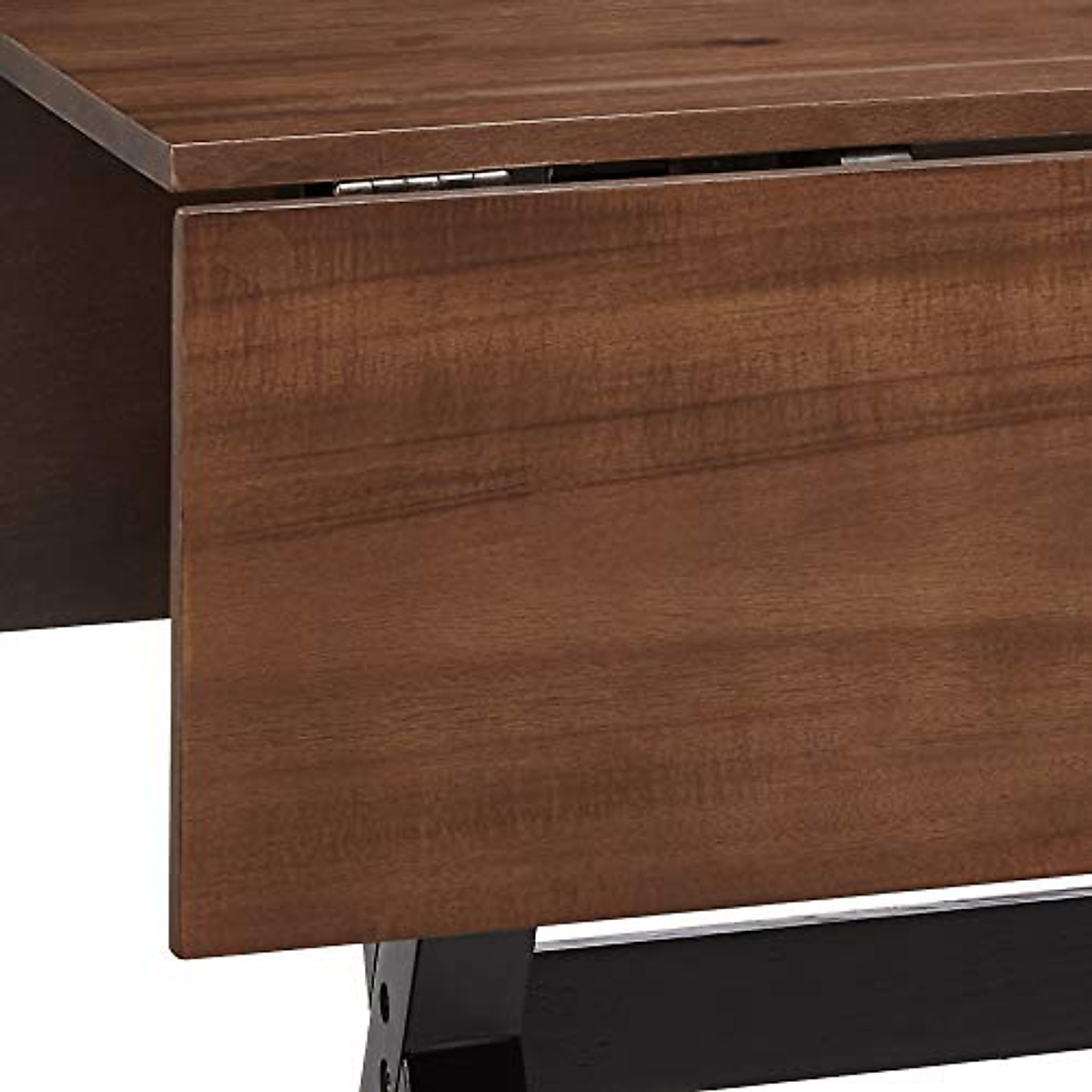 Nathan James Kalos Solid Wood Drop Leaf Folding Kitchen Farmhouse Room or Space Saving Console Desk, Rustic, Dining Table, Walnut/Black