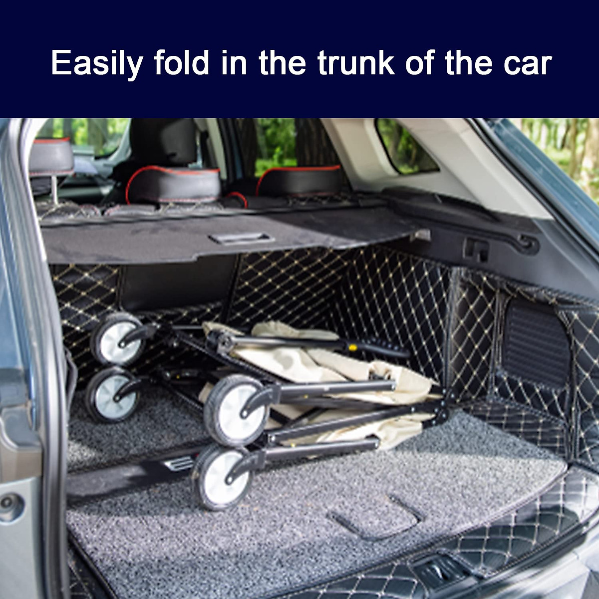 Collapsible Wagon Cart Curvy Wave in The Sand Shore of Beach in Black and White Foldable Utility Wagon Large Capacity Garden Cart with Push Bar for Beach Camp Outdoor Shopping