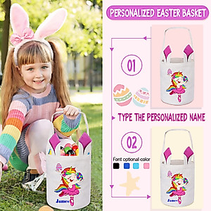 Easter Basket, Jocidea 1 Pack Personalized Easter Basket Personalized Easter Baskets for Girls Boys Personalized Easter Baskets for Kids Personalized Easter Baskets Bulk Easter Basket Stuffers - Pink