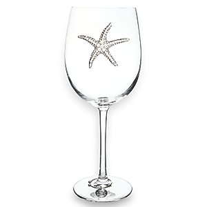 THE QUEENS' JEWELS Starfish Jeweled Stemmed Wine Glass, 21 oz. - Unique Gift for Women, Birthday, Cute, Fun, Beach, Not Painted, Decorated, Bling, Bedazzled, Rhinestone