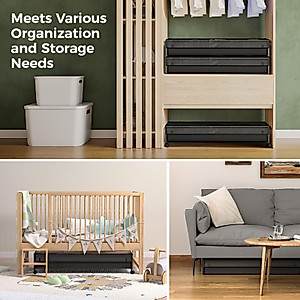 HUWAILE 60L Large Capacity Under Bed Storage with Wheels-Under Bed Storage Containers-Under Bed Storage Drawer-Under Bed Storage Organizer for Clothes, Blankets, Shoes, Books, and Toys (2 Pack)