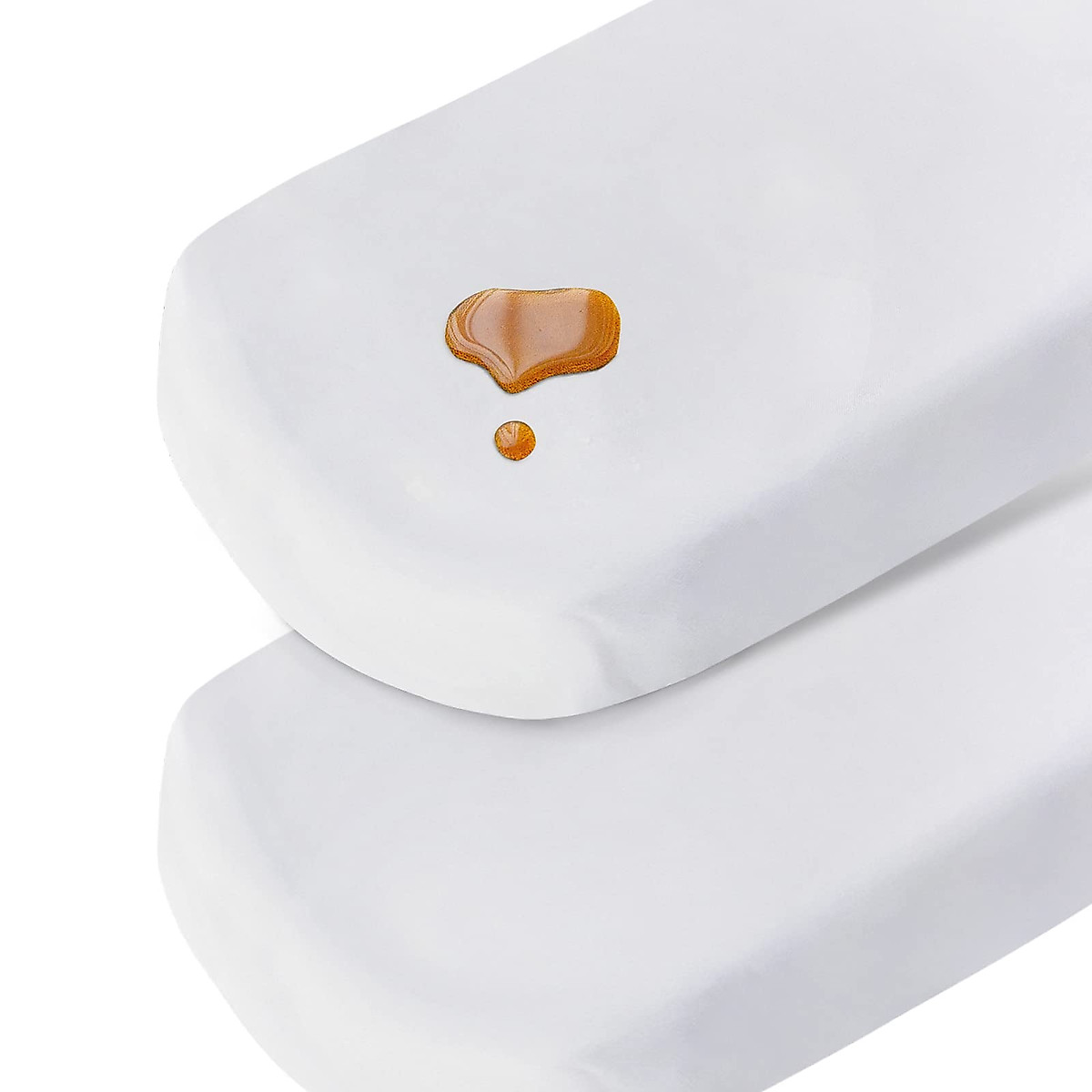 Bassinet Sheet Waterproof 2 Pack Cotton Fitted Cradle Sheets Set for Oval Rectangle Hourglass Mattress and Moses Baskets, Super Soft Breathable Bassinet Mattress Pad Cover Baby Girl Boy, White