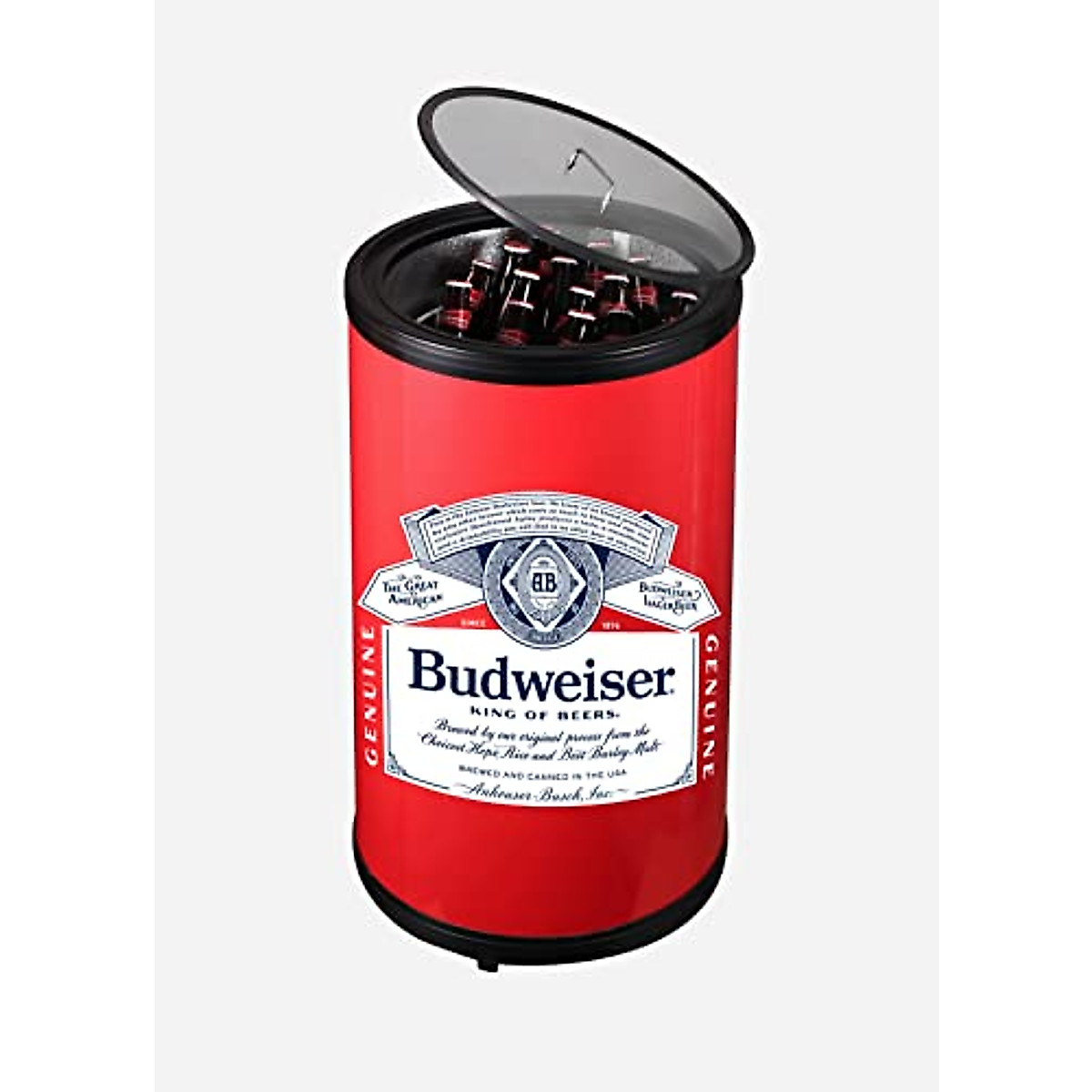 Curtis FRP246 Budweiser Cooler, 67 Can/22 Bottle Capacity, Stainless Steel, Adjustable Temprature, with Wheels, Red