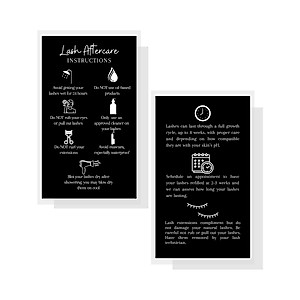 Boutique Marketing LLC Lash Extension Aftercare Instructions Cards,50 Pack,Double Sided Size 3.5 x 2 inchinch After Care (2-3 Week Fillers),Black with White Design